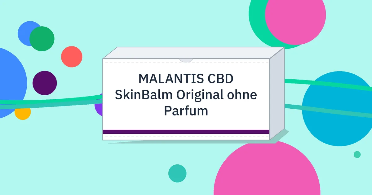 Symbolbild: Packung mit der Aufschrift MALANTIS CBD SkinBalm Original ohne Parfum (PZN 18221291) – Verfügbarkeit und Bezug in Apotheken in Frankfurt am Main