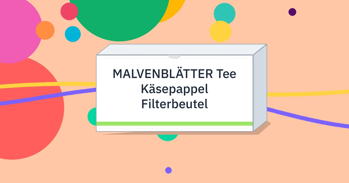 Symbolbild: Packung mit der Aufschrift MALVENBLÄTTER Tee Käsepappel Filterbeutel (PZN 09941891) – Verfügbarkeit und Bezug in Apotheken in Frankfurt am Main