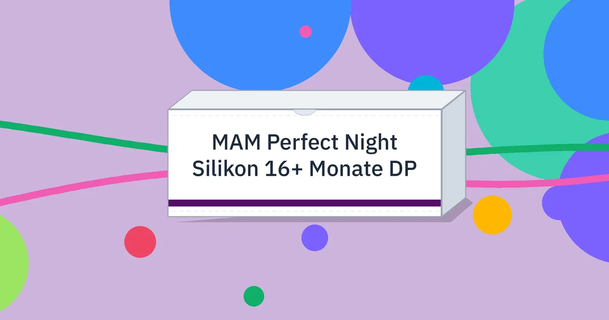 Symbolbild: Packung mit der Aufschrift MAM Perfect Night Silikon 16+ Monate DP (PZN 17635429) – Verfügbarkeit und Bezug in Apotheken in Frankfurt am Main