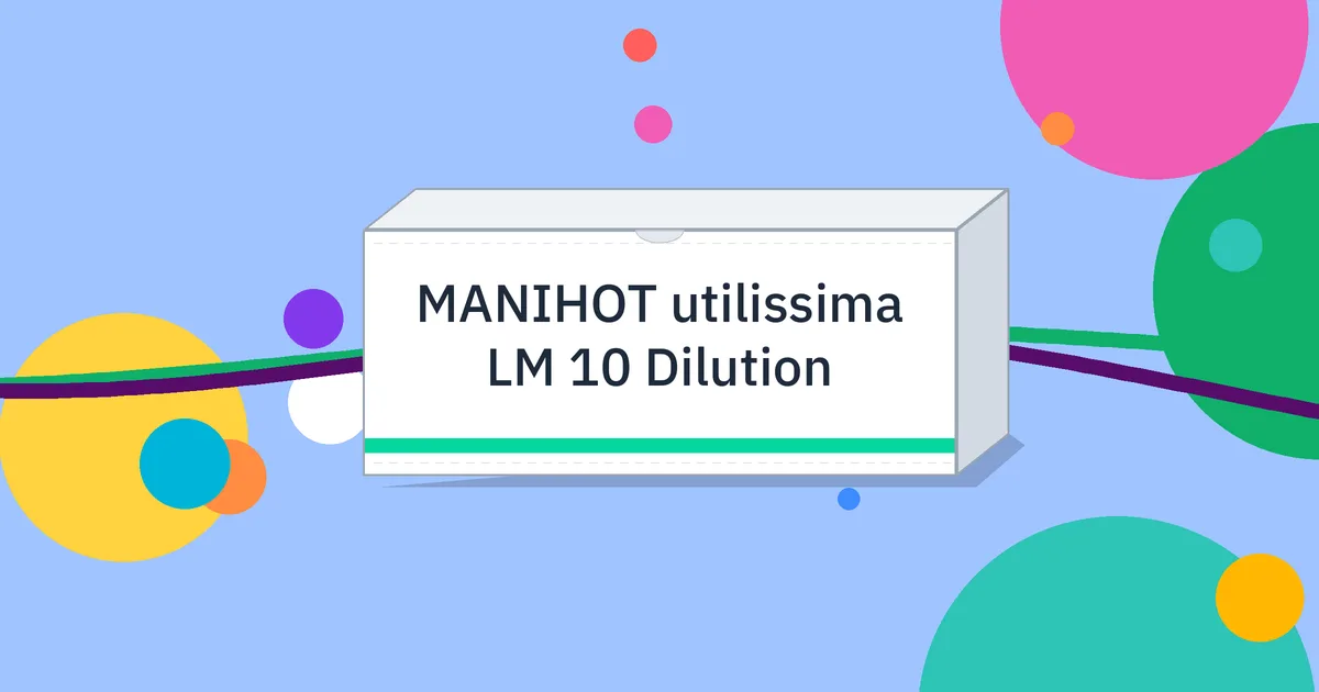 Symbolbild: Packung mit der Aufschrift MANIHOT utilissima LM 10 Dilution (PZN 13600919) – Verfügbarkeit und Bezug in Apotheken in Frankfurt am Main