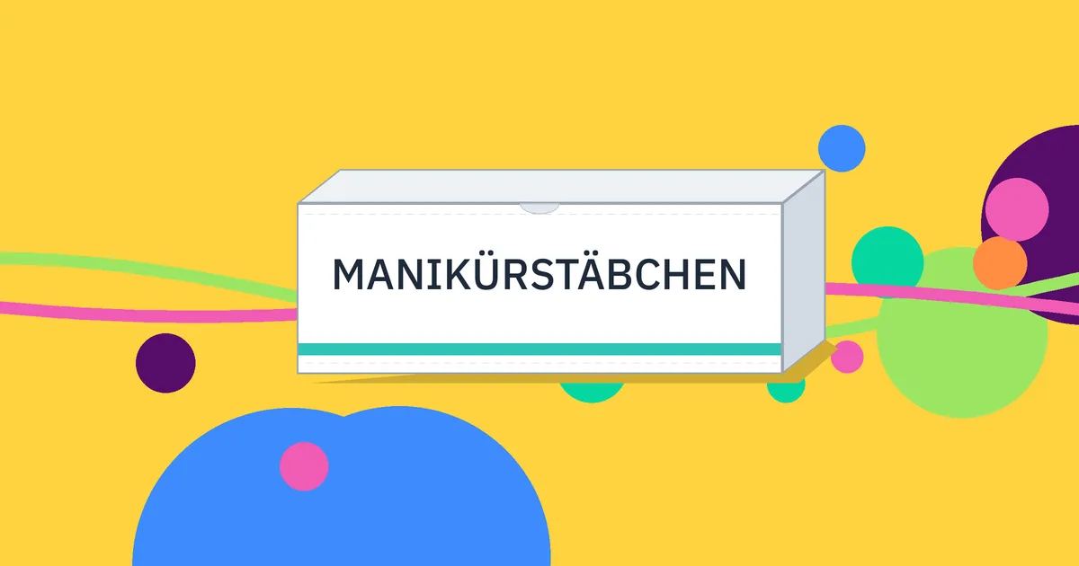 Symbolbild: Packung mit der Aufschrift MANIKÜRSTÄBCHEN (PZN 06153779) – Verfügbarkeit und Bezug in Apotheken in Frankfurt am Main