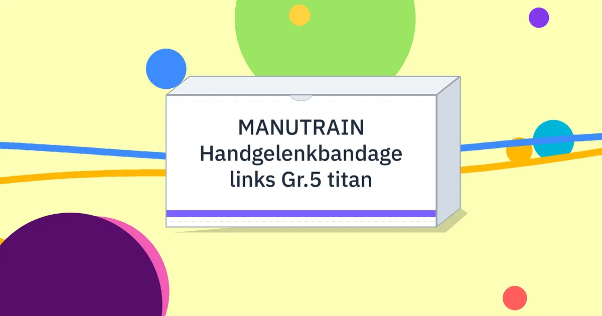 Symbolbild: Packung mit der Aufschrift MANUTRAIN Handgelenkbandage links Gr.5 titan (PZN 01286027) – Verfügbarkeit und Bezug in Apotheken in Frankfurt am Main