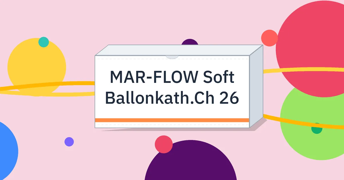 Symbolbild: Packung mit der Aufschrift MAR-FLOW Soft Ballonkath.Ch 26 (PZN 02394322) – Verfügbarkeit und Bezug in Apotheken in Frankfurt am Main