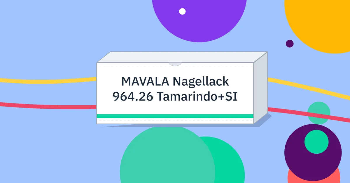 Symbolbild: Packung mit der Aufschrift MAVALA Nagellack 964.26 Tamarindo+SI (PZN 17969627) – Verfügbarkeit und Bezug in Apotheken in Frankfurt am Main