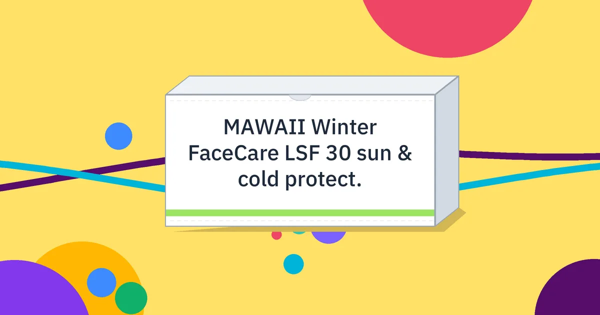 Symbolbild: Packung mit der Aufschrift MAWAII Winter FaceCare LSF 30 sun & cold protect. (PZN 14317864) – Verfügbarkeit und Bezug in Apotheken in Frankfurt am Main