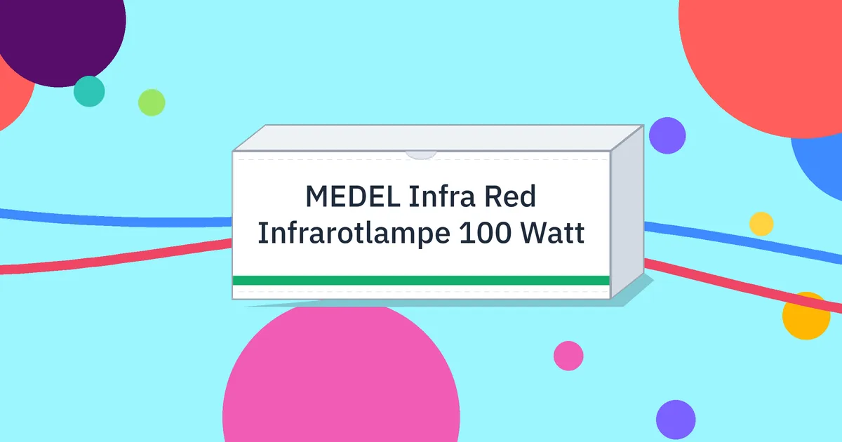 Symbolbild: Packung mit der Aufschrift MEDEL Infra Red Infrarotlampe 100 Watt (PZN 18769534) – Verfügbarkeit und Bezug in Apotheken in Frankfurt am Main