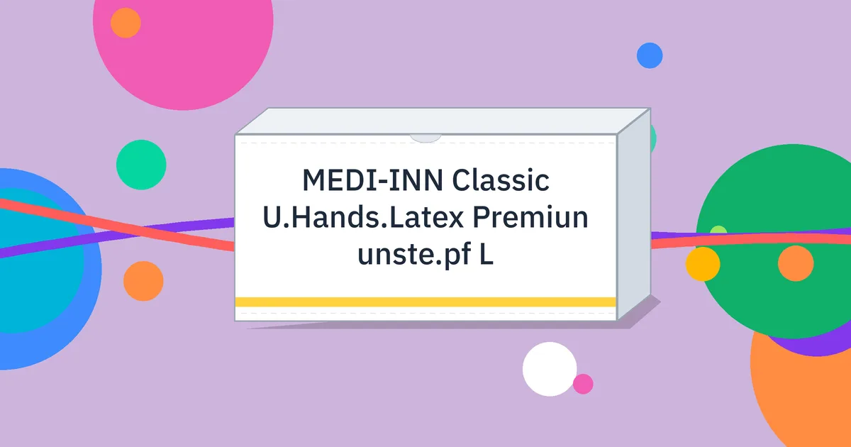 Symbolbild: Packung mit der Aufschrift MEDI-INN Classic U.Hands.Latex Premiun unste.pf L (PZN 18500619) – Verfügbarkeit und Bezug in Apotheken in Frankfurt am Main