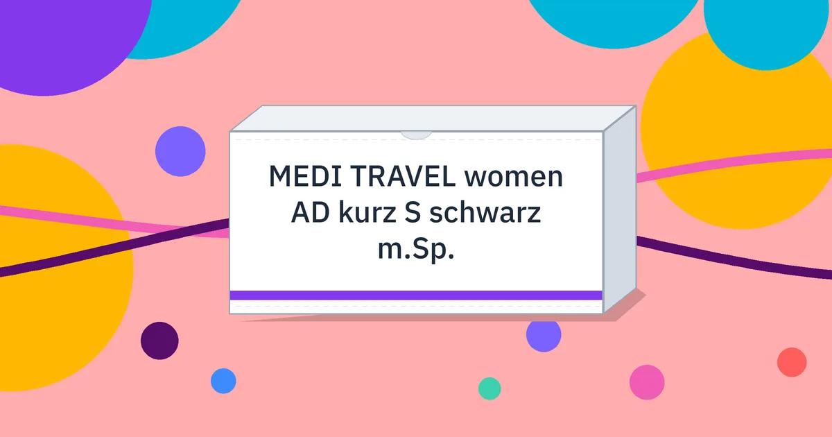 Symbolbild: Packung mit der Aufschrift MEDI TRAVEL women AD kurz S schwarz m.Sp. (PZN 07678024) – Verfügbarkeit und Bezug in Apotheken in Frankfurt am Main