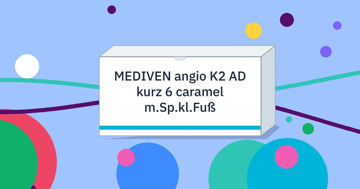 Symbolbild: Packung mit der Aufschrift MEDIVEN angio K2 AD kurz 6 caramel m.Sp.kl.Fuß (PZN 17210977) – Verfügbarkeit und Bezug in Apotheken in Frankfurt am Main