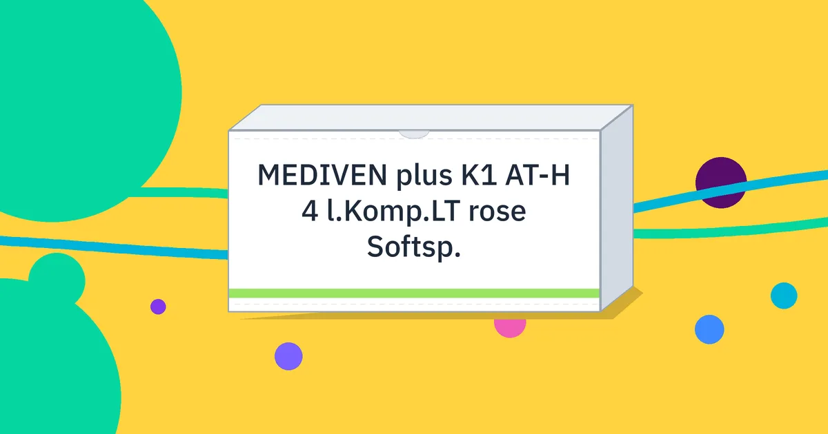 Symbolbild: Packung mit der Aufschrift MEDIVEN plus K1 AT-H 4 l.Komp.LT rose Softsp. (PZN 15038161) – Verfügbarkeit und Bezug in Apotheken in Frankfurt am Main