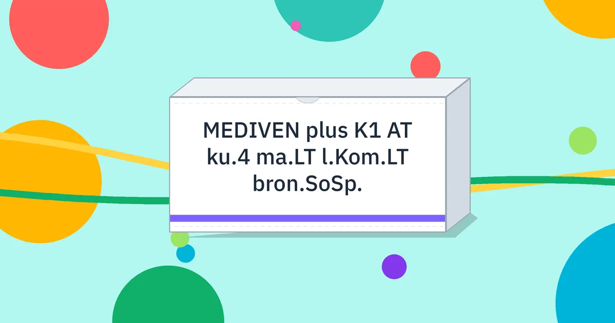 Symbolbild: Packung mit der Aufschrift MEDIVEN plus K1 AT ku.4 ma.LT l.Kom.LT bron.SoSp. (PZN 15072488) – Verfügbarkeit und Bezug in Apotheken in Frankfurt am Main