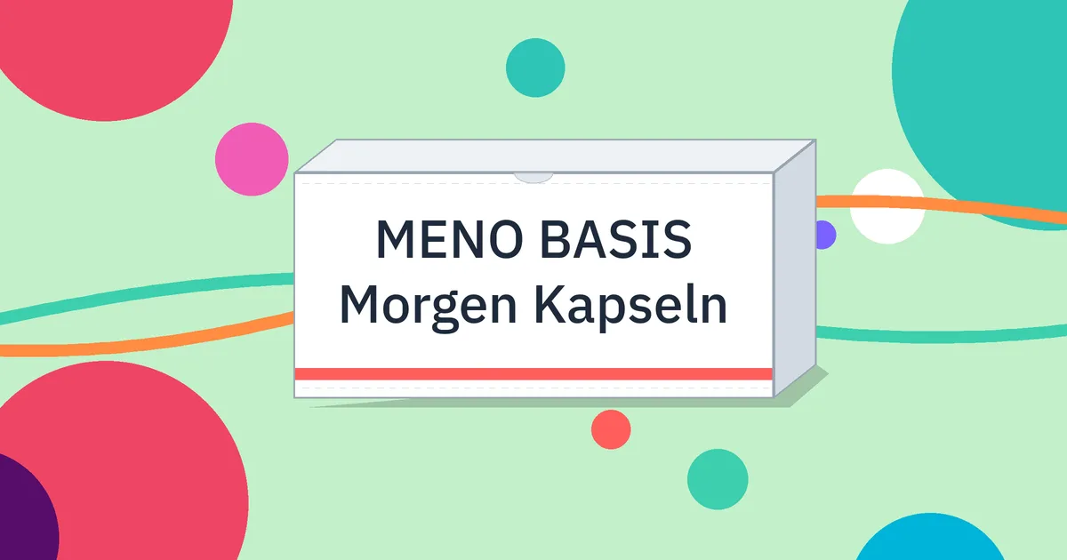 Symbolbild: Packung mit der Aufschrift MENO BASIS Morgen Kapseln (PZN 11526828) – Verfügbarkeit und Bezug in Apotheken in Frankfurt am Main