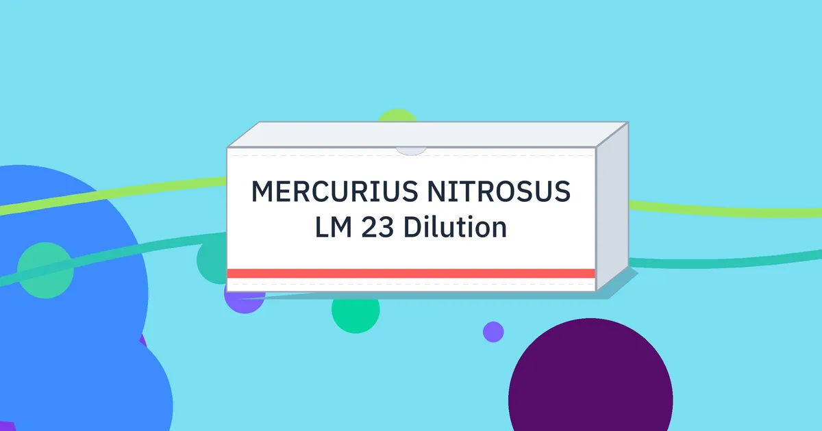 Symbolbild: Packung mit der Aufschrift MERCURIUS NITROSUS LM 23 Dilution (PZN 12952384) – Verfügbarkeit und Bezug in Apotheken in Frankfurt am Main