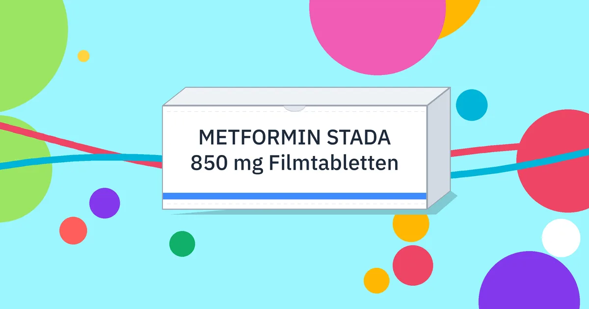 Symbolbild: Packung mit der Aufschrift METFORMIN STADA 850 mg Filmtabletten (PZN 08999233) – Verfügbarkeit und Bezug in Apotheken in Frankfurt am Main