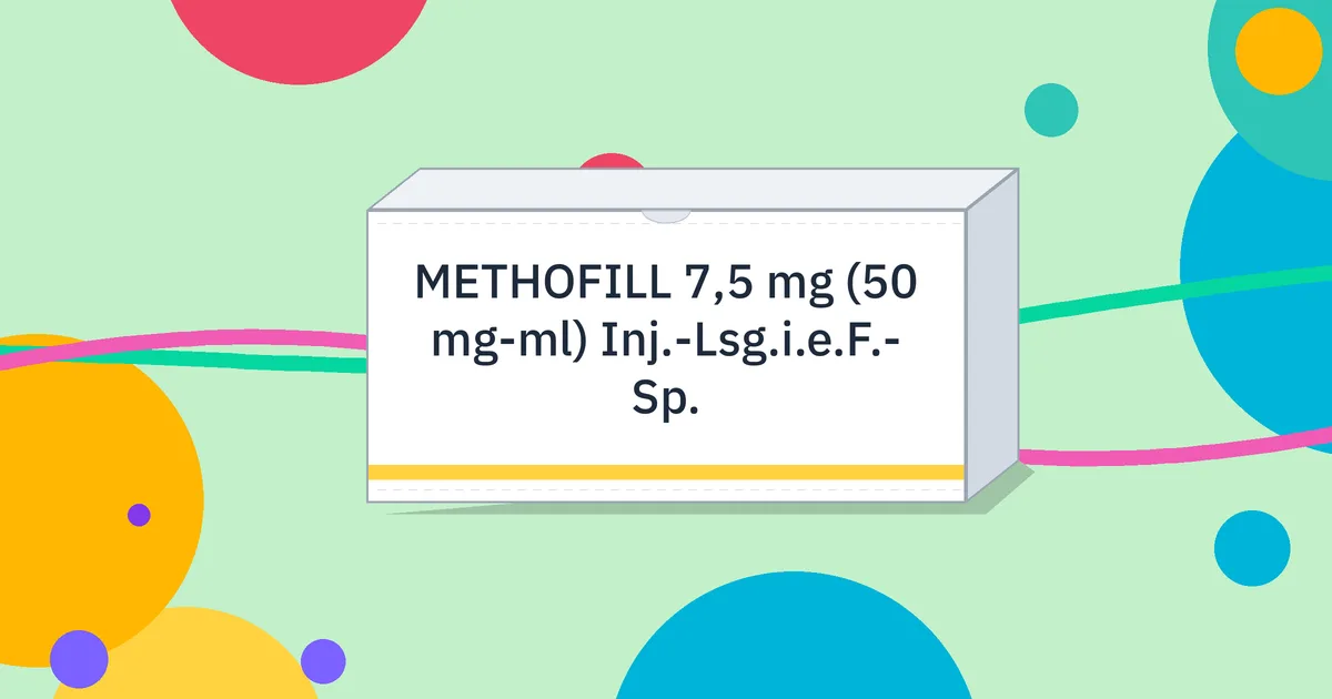Symbolbild: Packung mit der Aufschrift METHOFILL 7,5 mg (50 mg-ml) Inj.-Lsg.i.e.F.-Sp. (PZN 11695519) – Verfügbarkeit und Bezug in Apotheken in Frankfurt am Main