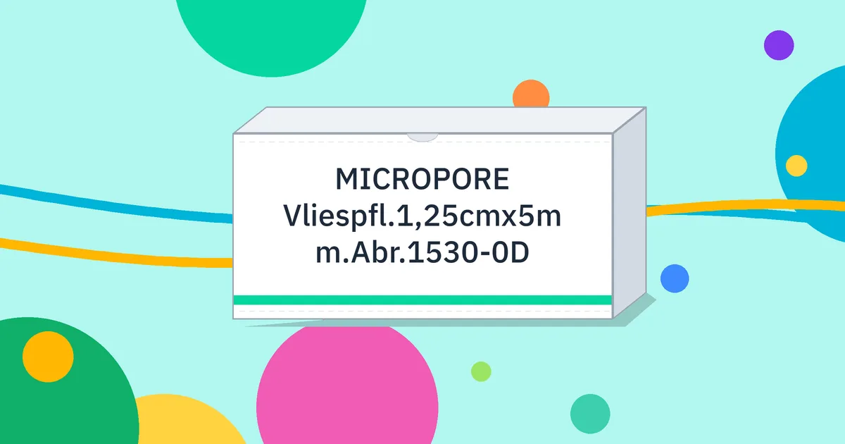 Symbolbild: Packung mit der Aufschrift MICROPORE Vliespfl.1,25cmx5m m.Abr.1530-0D (PZN 00062834) – Verfügbarkeit und Bezug in Apotheken in Frankfurt am Main