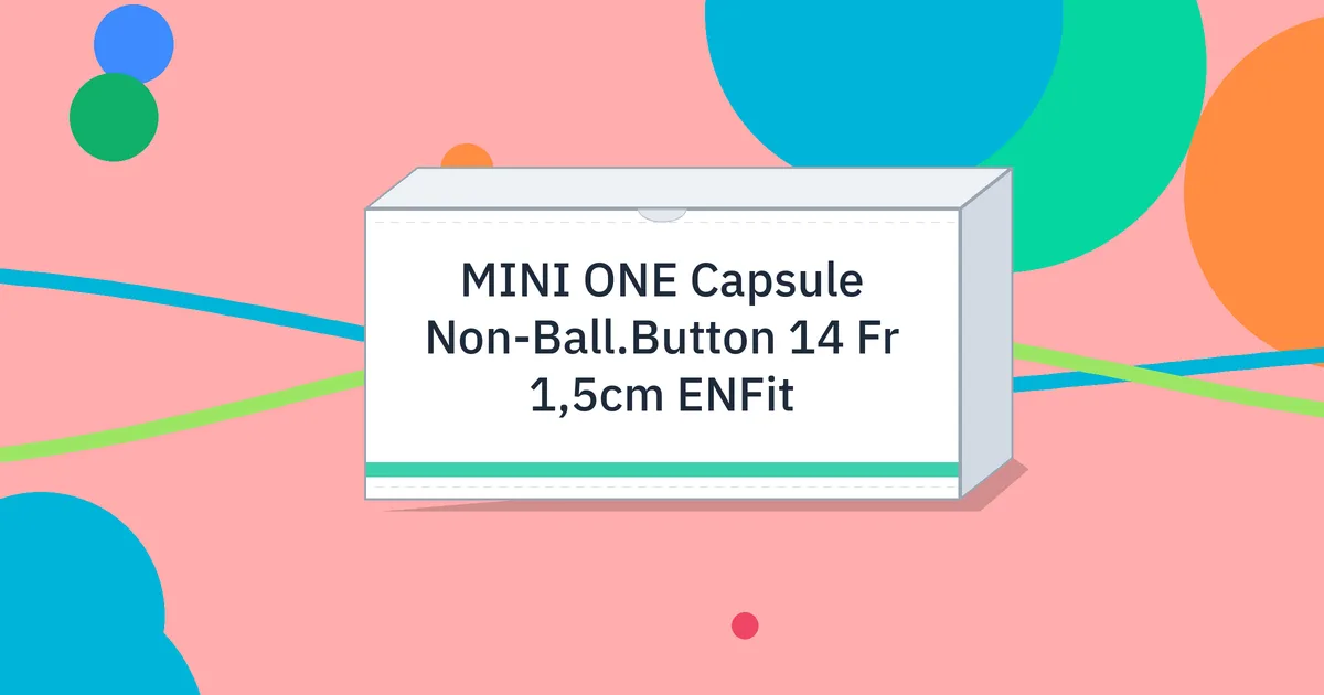 Symbolbild: Packung mit der Aufschrift MINI ONE Capsule Non-Ball.Button 14 Fr 1,5cm ENFit (PZN 14343985) – Verfügbarkeit und Bezug in Apotheken in Frankfurt am Main