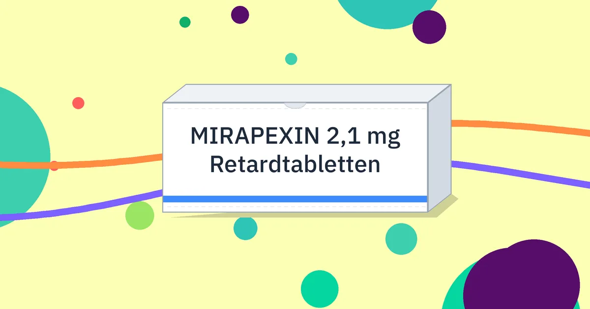 Symbolbild: Packung mit der Aufschrift MIRAPEXIN 2,1 mg Retardtabletten (PZN 10118151) – Verfügbarkeit und Bezug in Apotheken in Frankfurt am Main