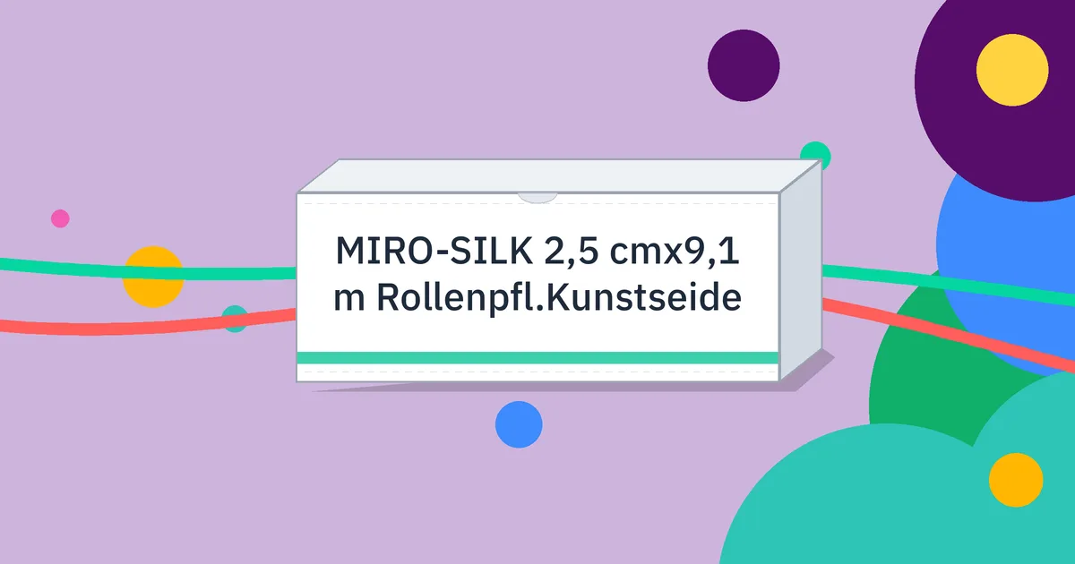 Symbolbild: Packung mit der Aufschrift MIRO-SILK 2,5 cmx9,1 m Rollenpfl.Kunstseide (PZN 17962826) – Verfügbarkeit und Bezug in Apotheken in Frankfurt am Main