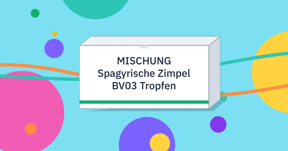 Symbolbild: Packung mit der Aufschrift MISCHUNG Spagyrische Zimpel BV03 Tropfen (PZN 06424385) – Verfügbarkeit und Bezug in Apotheken in Frankfurt am Main