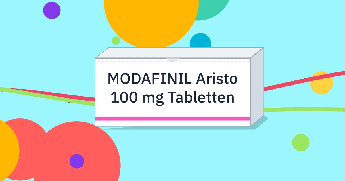 Symbolbild: Packung mit der Aufschrift MODAFINIL Aristo 100 mg Tabletten (PZN 15370837) – Verfügbarkeit und Bezug in Apotheken in Frankfurt am Main
