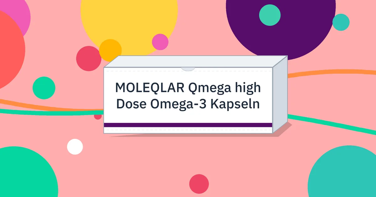 Symbolbild: Packung mit der Aufschrift MOLEQLAR Qmega high Dose Omega-3 Kapseln (PZN 19790803) – Verfügbarkeit und Bezug in Apotheken in Frankfurt am Main