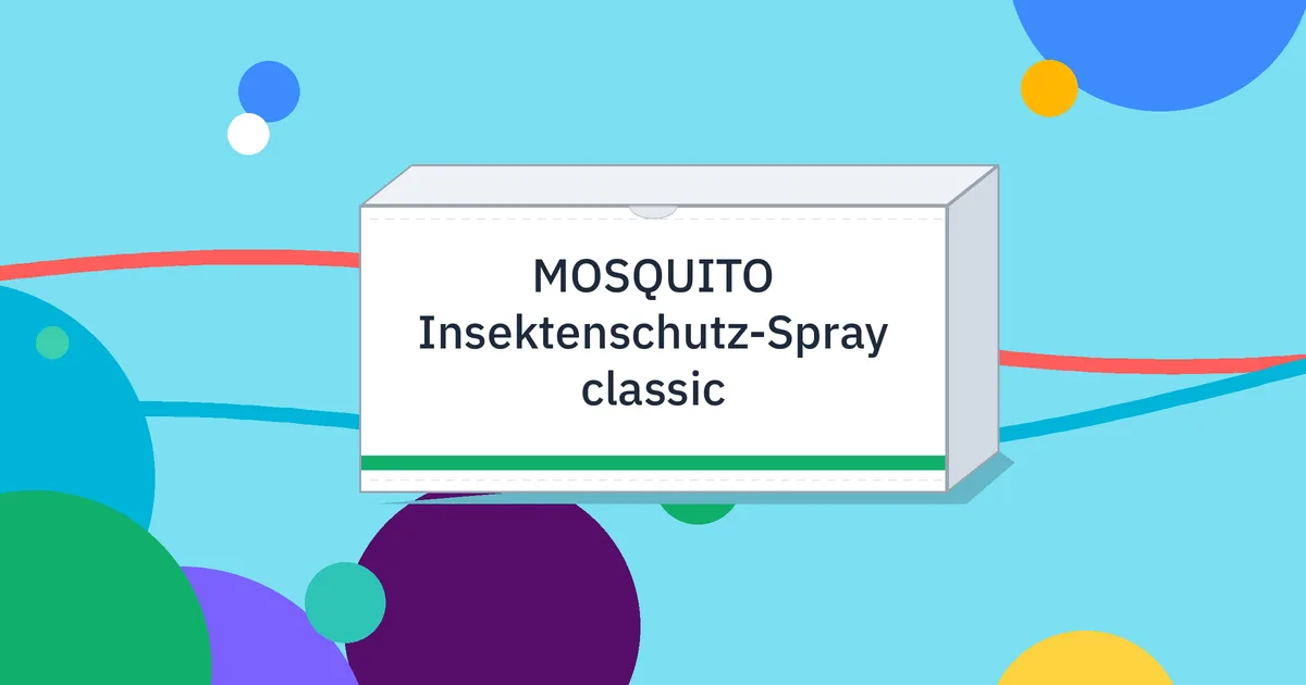 Symbolbild: Packung mit der Aufschrift MOSQUITO Insektenschutz-Spray classic (PZN 11541549) – Verfügbarkeit und Bezug in Apotheken in Frankfurt am Main