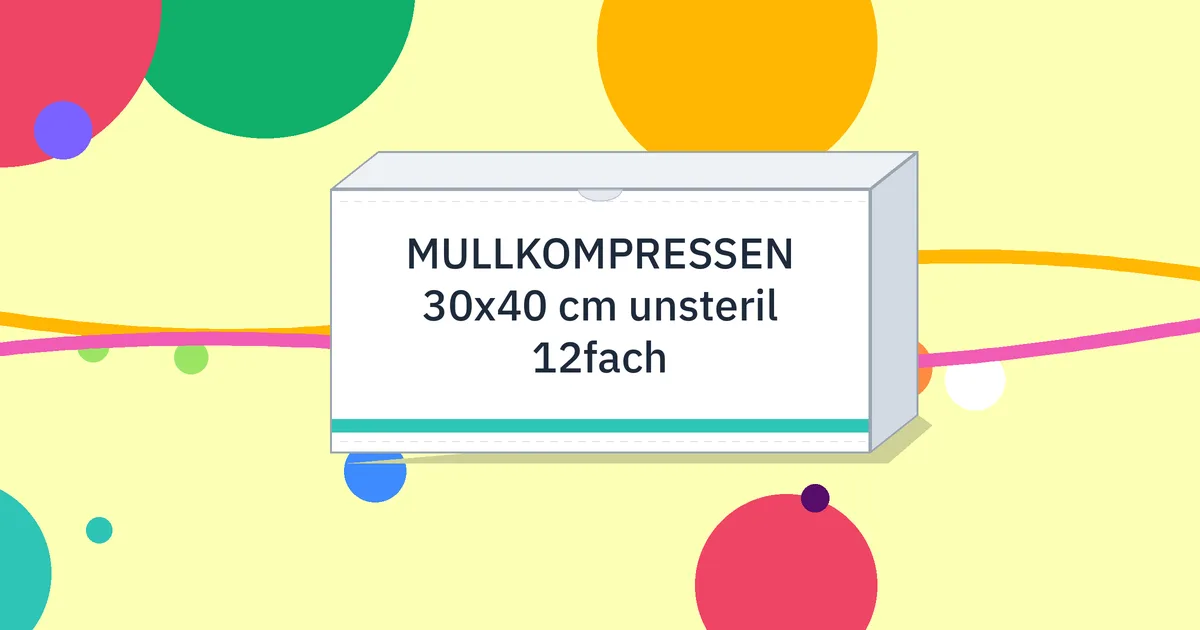 Symbolbild: Packung mit der Aufschrift MULLKOMPRESSEN 30x40 cm unsteril 12fach (PZN 01633523) – Verfügbarkeit und Bezug in Apotheken in Frankfurt am Main