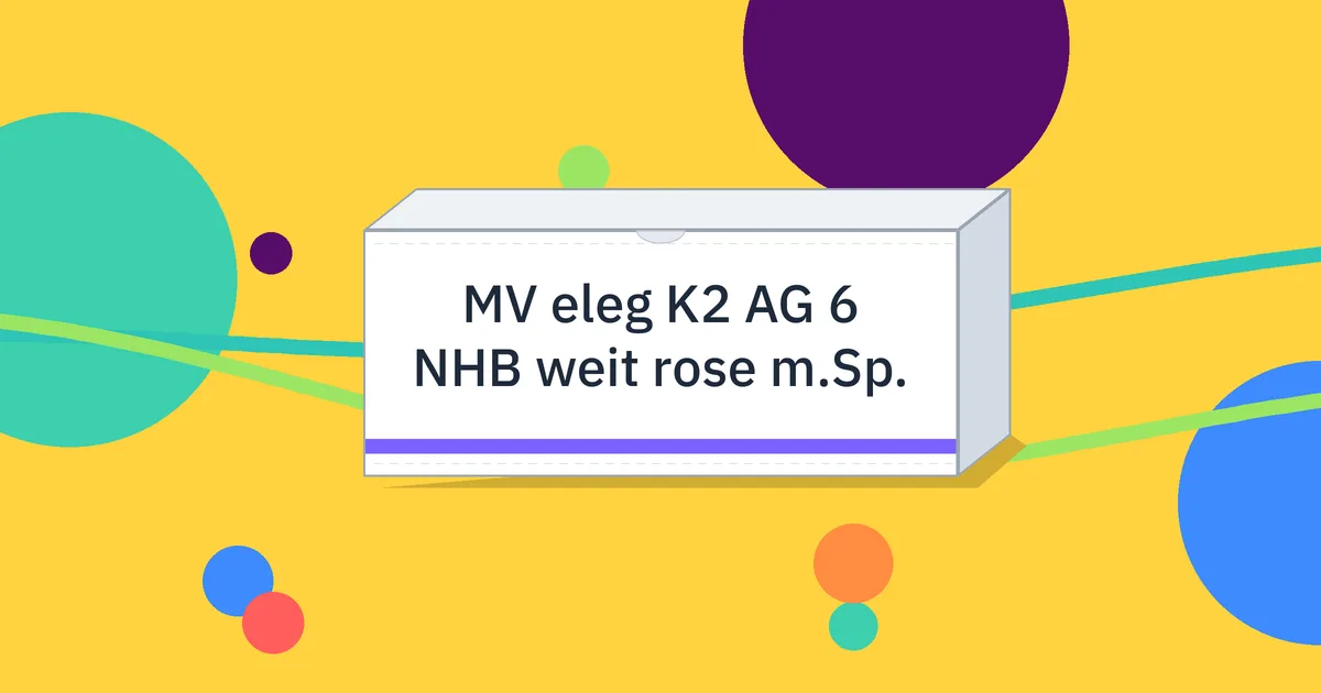 Symbolbild: Packung mit der Aufschrift MV eleg K2 AG 6 NHB weit rose m.Sp. (PZN 15728598) – Verfügbarkeit und Bezug in Apotheken in Frankfurt am Main