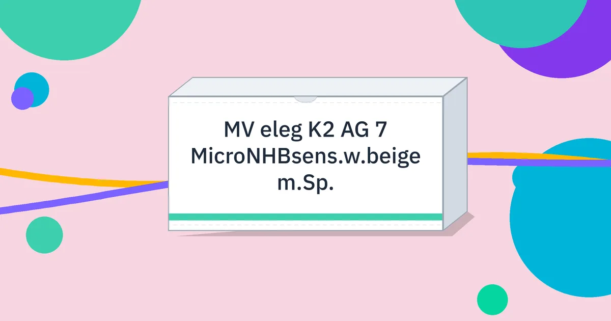 Symbolbild: Packung mit der Aufschrift MV eleg K2 AG 7 MicroNHBsens.w.beige m.Sp. (PZN 15725789) – Verfügbarkeit und Bezug in Apotheken in Frankfurt am Main