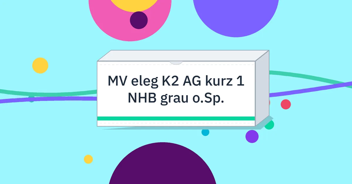 Symbolbild: Packung mit der Aufschrift MV eleg K2 AG kurz 1 NHB grau o.Sp. (PZN 18925299) – Verfügbarkeit und Bezug in Apotheken in Frankfurt am Main