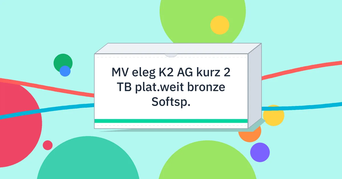 Symbolbild: Packung mit der Aufschrift MV eleg K2 AG kurz 2 TB plat.weit bronze Softsp. (PZN 14716110) – Verfügbarkeit und Bezug in Apotheken in Frankfurt am Main