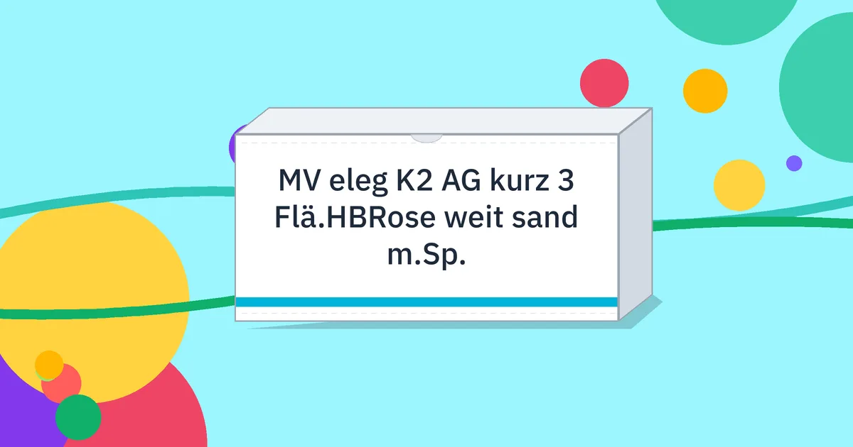 Symbolbild: Packung mit der Aufschrift MV eleg K2 AG kurz 3 Flä.HBRose weit sand m.Sp. (PZN 18926270) – Verfügbarkeit und Bezug in Apotheken in Frankfurt am Main