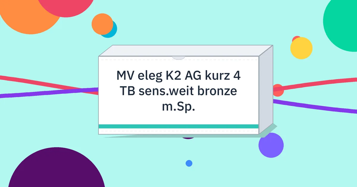 Symbolbild: Packung mit der Aufschrift MV eleg K2 AG kurz 4 TB sens.weit bronze m.Sp. (PZN 14716802) – Verfügbarkeit und Bezug in Apotheken in Frankfurt am Main