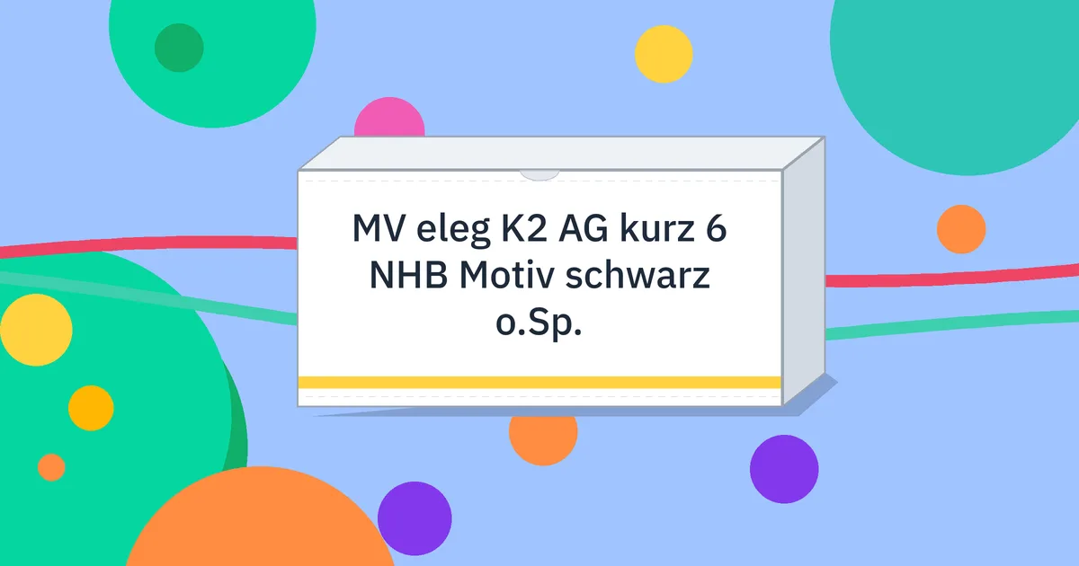 Symbolbild: Packung mit der Aufschrift MV eleg K2 AG kurz 6 NHB Motiv schwarz o.Sp. (PZN 15709046) – Verfügbarkeit und Bezug in Apotheken in Frankfurt am Main
