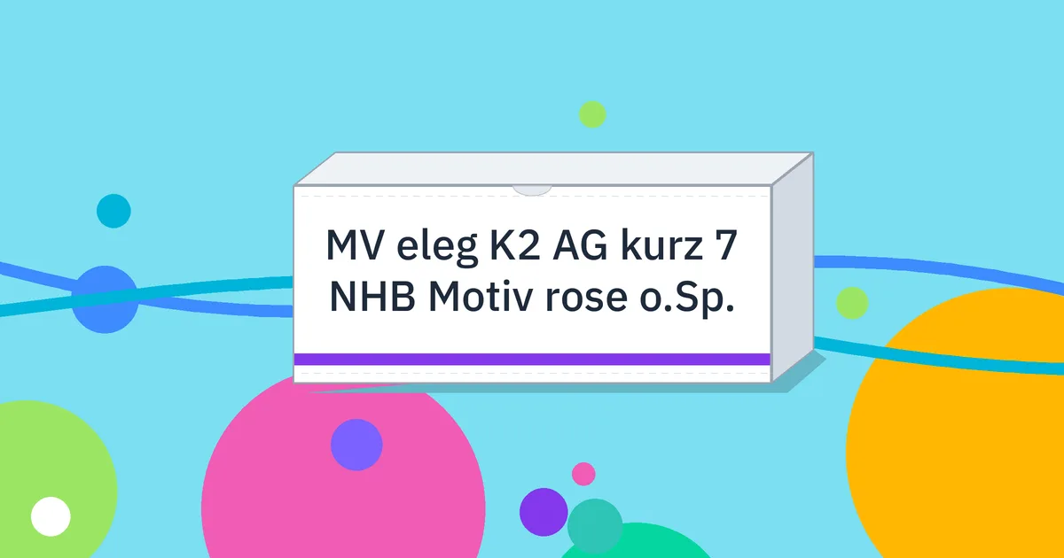 Symbolbild: Packung mit der Aufschrift MV eleg K2 AG kurz 7 NHB Motiv rose o.Sp. (PZN 15707797) – Verfügbarkeit und Bezug in Apotheken in Frankfurt am Main