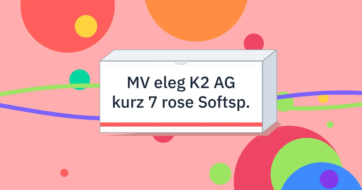 Symbolbild: Packung mit der Aufschrift MV eleg K2 AG kurz 7 rose Softsp. (PZN 14698116) – Verfügbarkeit und Bezug in Apotheken in Frankfurt am Main