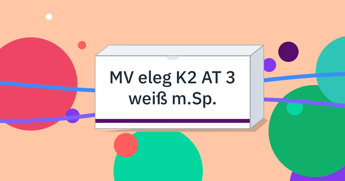 Symbolbild: Packung mit der Aufschrift MV eleg K2 AT 3 weiß m.Sp. (PZN 00312018) – Verfügbarkeit und Bezug in Apotheken in Frankfurt am Main
