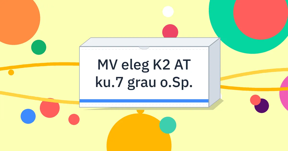 Symbolbild: Packung mit der Aufschrift MV eleg K2 AT ku.7 grau o.Sp. (PZN 18923024) – Verfügbarkeit und Bezug in Apotheken in Frankfurt am Main