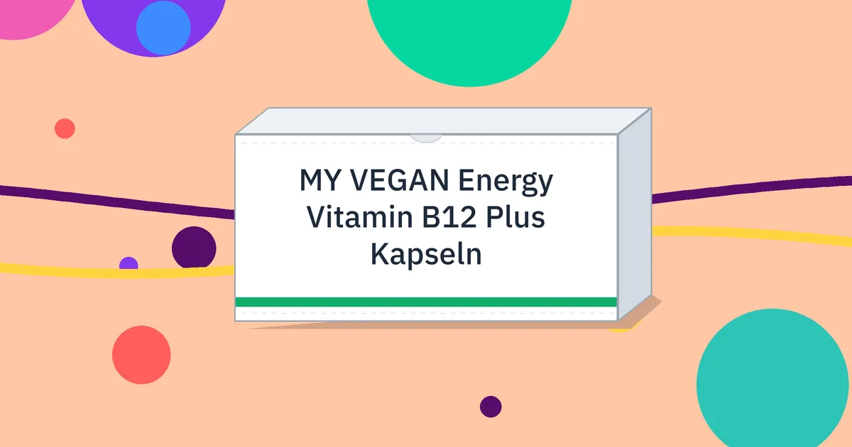 Symbolbild: Packung mit der Aufschrift MY VEGAN Energy Vitamin B12 Plus Kapseln (PZN 11149656) – Verfügbarkeit und Bezug in Apotheken in Frankfurt am Main