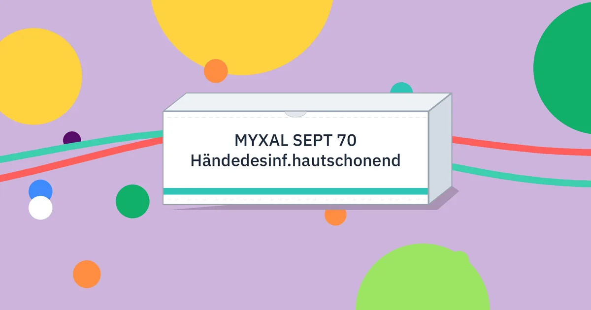 Symbolbild: Packung mit der Aufschrift MYXAL SEPT 70 Händedesinf.hautschonend (PZN 17395971) – Verfügbarkeit und Bezug in Apotheken in Frankfurt am Main