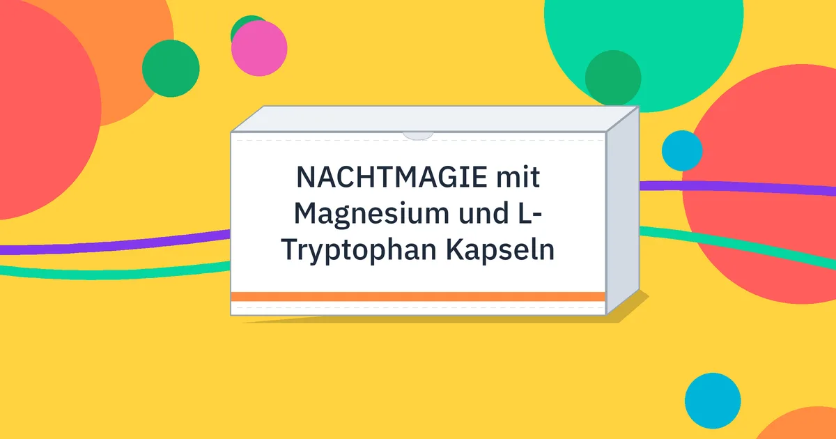 Symbolbild: Packung mit der Aufschrift NACHTMAGIE mit Magnesium und L-Tryptophan Kapseln (PZN 19979995) – Verfügbarkeit und Bezug in Apotheken in Frankfurt am Main