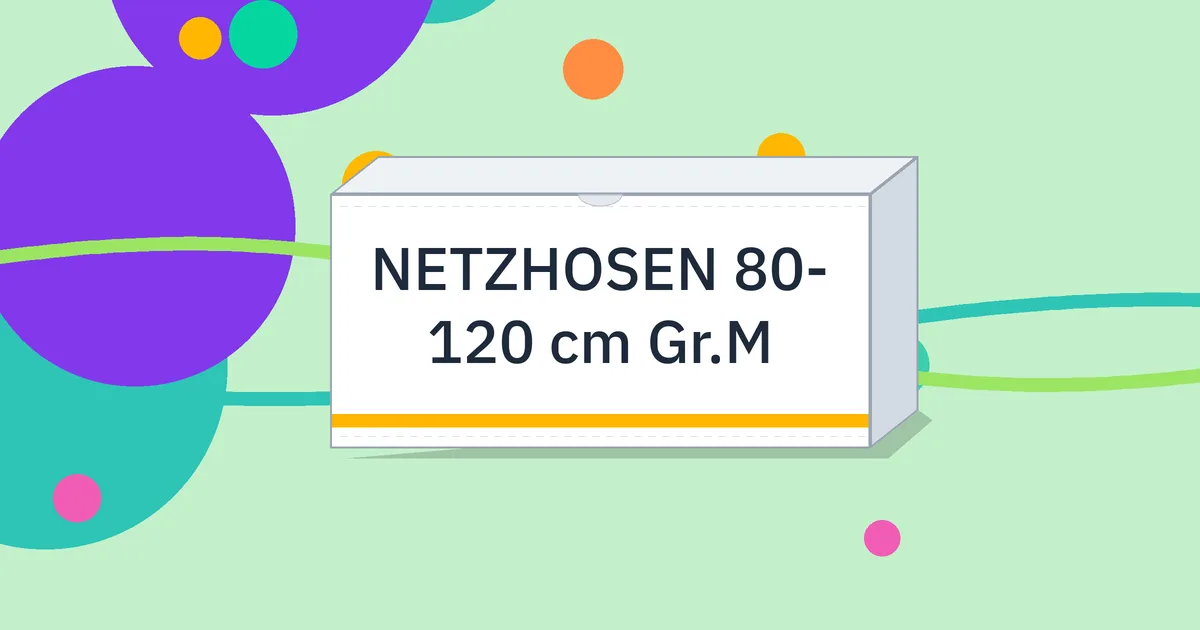Symbolbild: Packung mit der Aufschrift NETZHOSEN 80-120 cm Gr.M (PZN 10831699) – Verfügbarkeit und Bezug in Apotheken in Frankfurt am Main