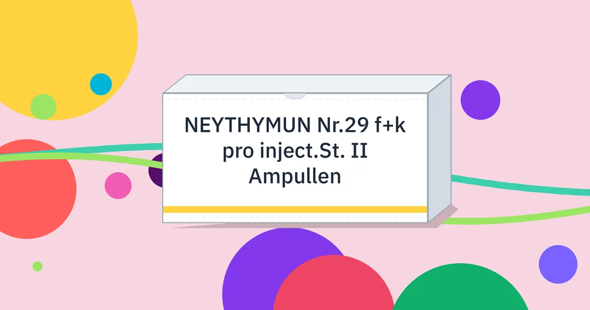 Symbolbild: Packung mit der Aufschrift NEYTHYMUN Nr.29 f+k pro inject.St. II Ampullen (PZN 03514308) – Verfügbarkeit und Bezug in Apotheken in Frankfurt am Main