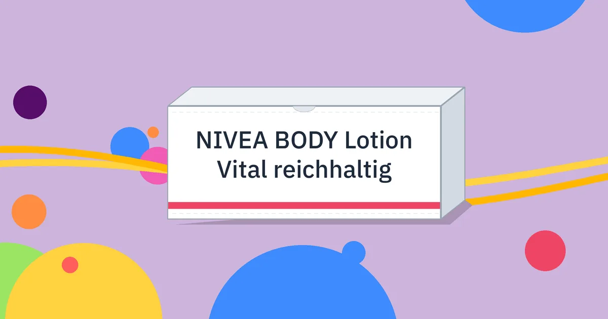 Symbolbild: Packung mit der Aufschrift NIVEA BODY Lotion Vital reichhaltig (PZN 11324786) – Verfügbarkeit und Bezug in Apotheken in Frankfurt am Main