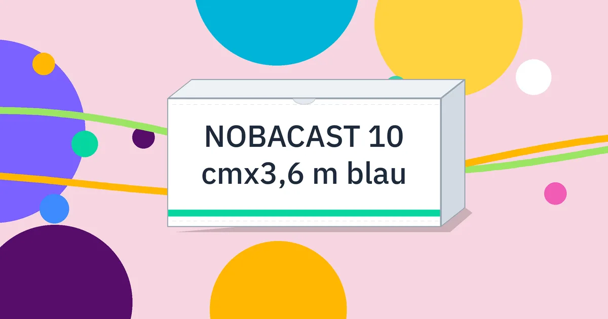 Symbolbild: Packung mit der Aufschrift NOBACAST 10 cmx3,6 m blau (PZN 16027509) – Verfügbarkeit und Bezug in Apotheken in Frankfurt am Main