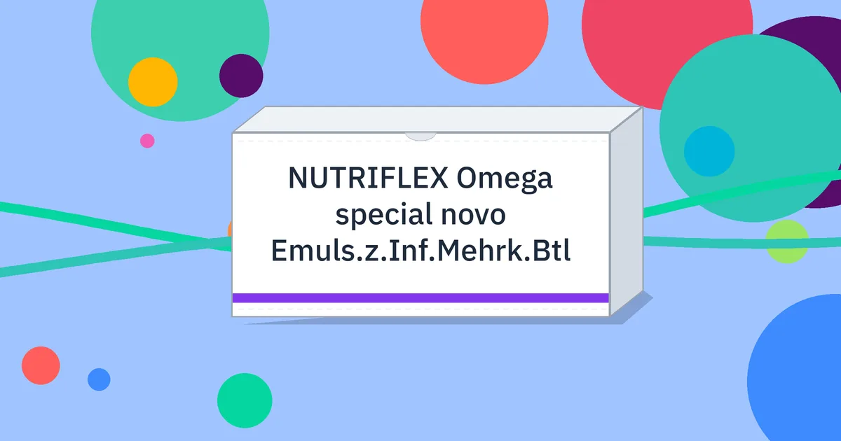 Symbolbild: Packung mit der Aufschrift NUTRIFLEX Omega special novo Emuls.z.Inf.Mehrk.Btl (PZN 13872345) – Verfügbarkeit und Bezug in Apotheken in Frankfurt am Main