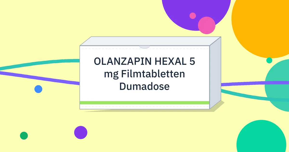 Symbolbild: Packung mit der Aufschrift OLANZAPIN HEXAL 5 mg Filmtabletten Dumadose (PZN 09288014) – Verfügbarkeit und Bezug in Apotheken in Frankfurt am Main