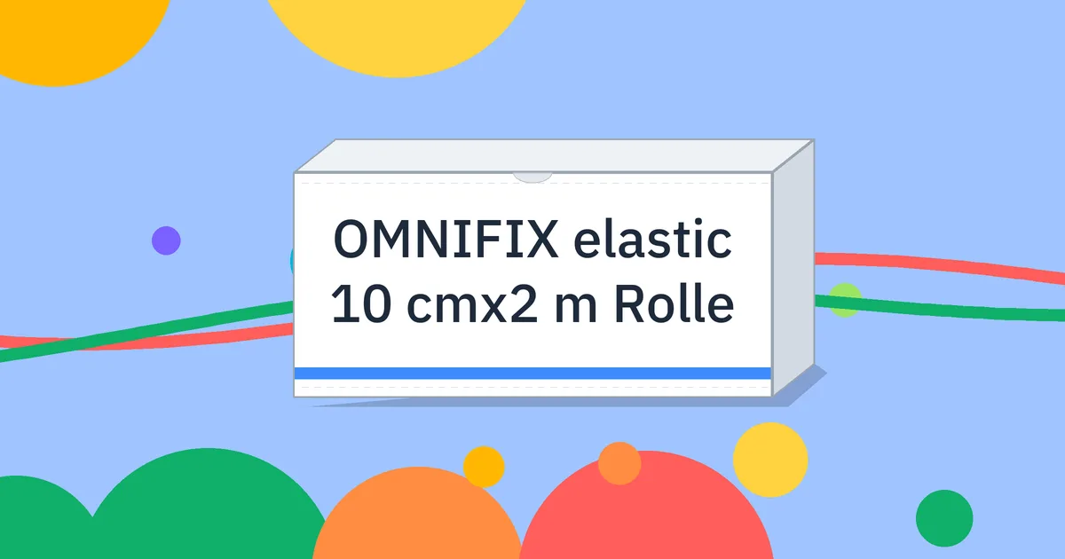 Symbolbild: Packung mit der Aufschrift OMNIFIX elastic 10 cmx2 m Rolle (PZN 03558263) – Verfügbarkeit und Bezug in Apotheken in Frankfurt am Main