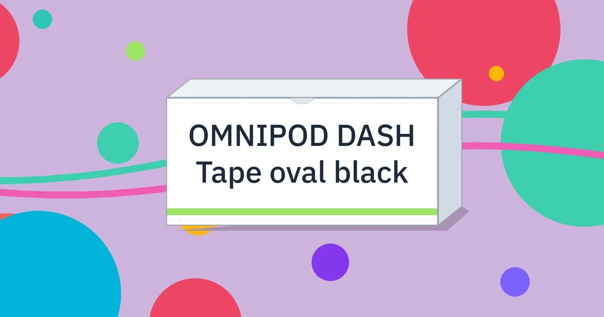 Symbolbild: Packung mit der Aufschrift OMNIPOD DASH Tape oval black (PZN 18178916) – Verfügbarkeit und Bezug in Apotheken in Frankfurt am Main